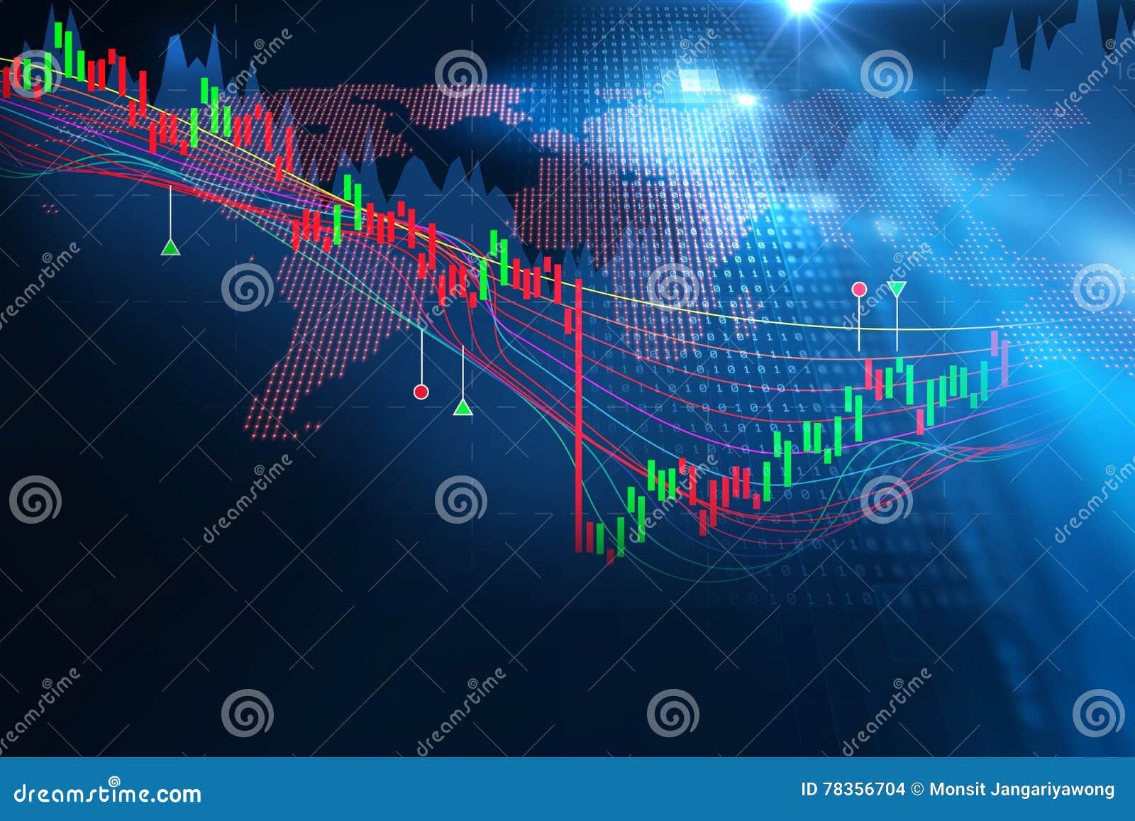 Technical Financial Graph on Technology Abstract Background Stock ...