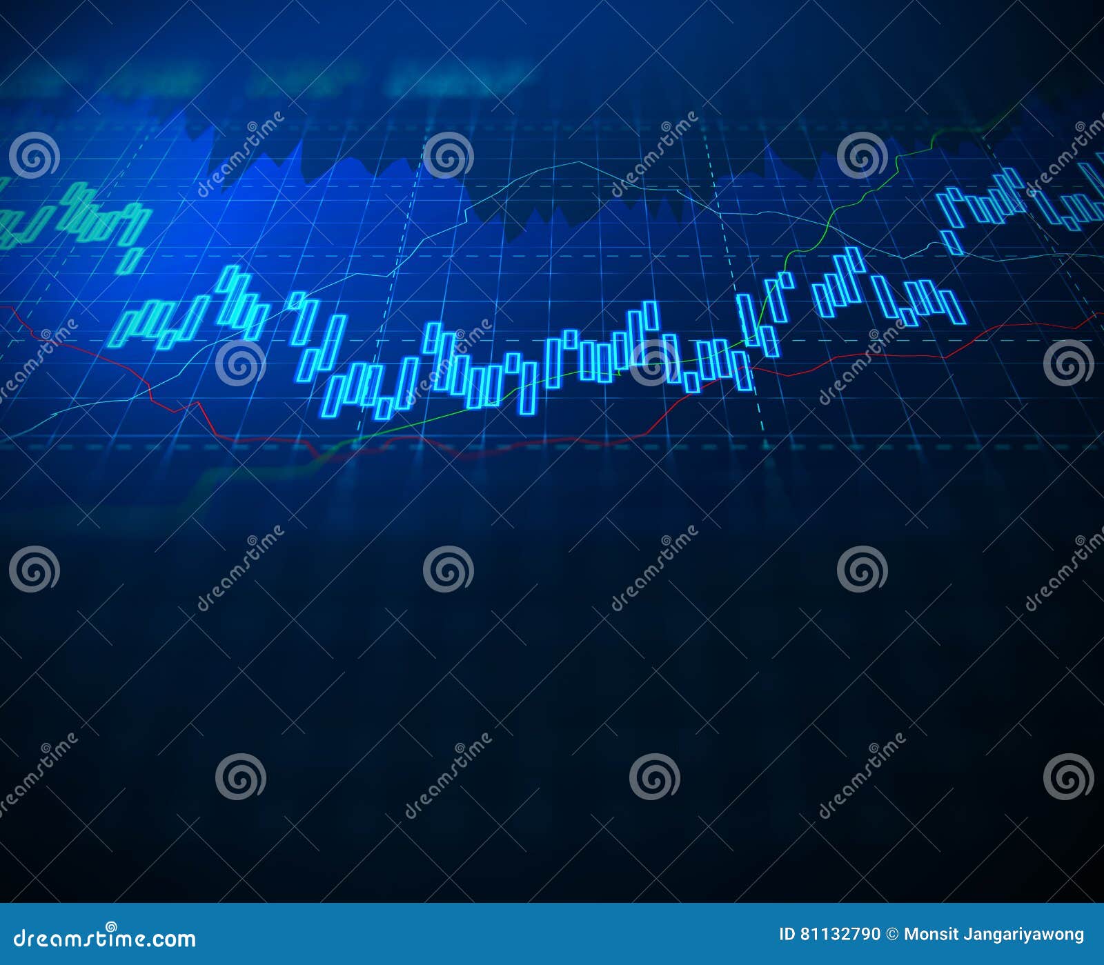 Technical Financial Graph on Technology Abstract Background Stock ...