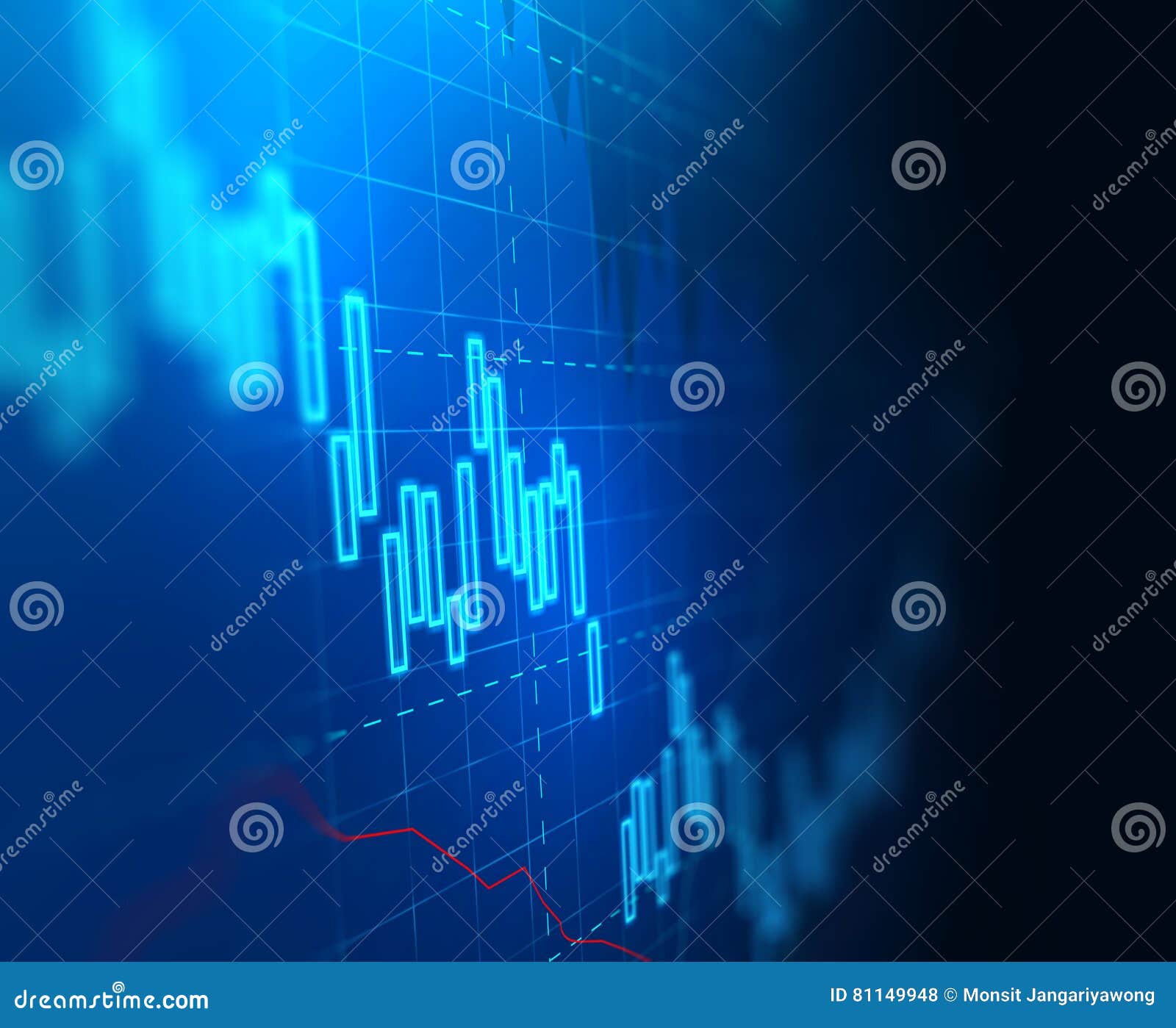 Technical Financial Graph on Technology Abstract Background Stock ...