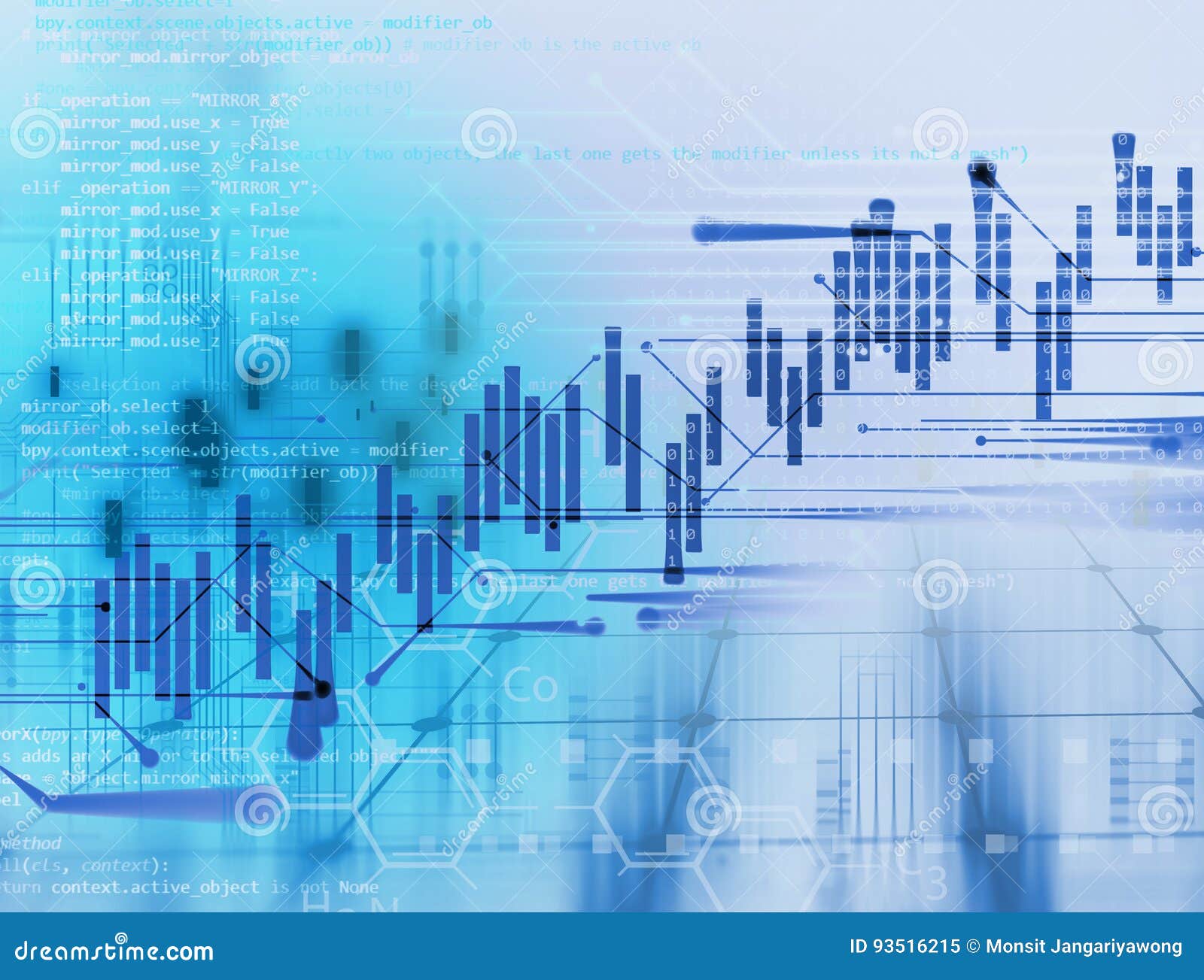 Technical Financial Graph on Technology Abstract Background Stock ...