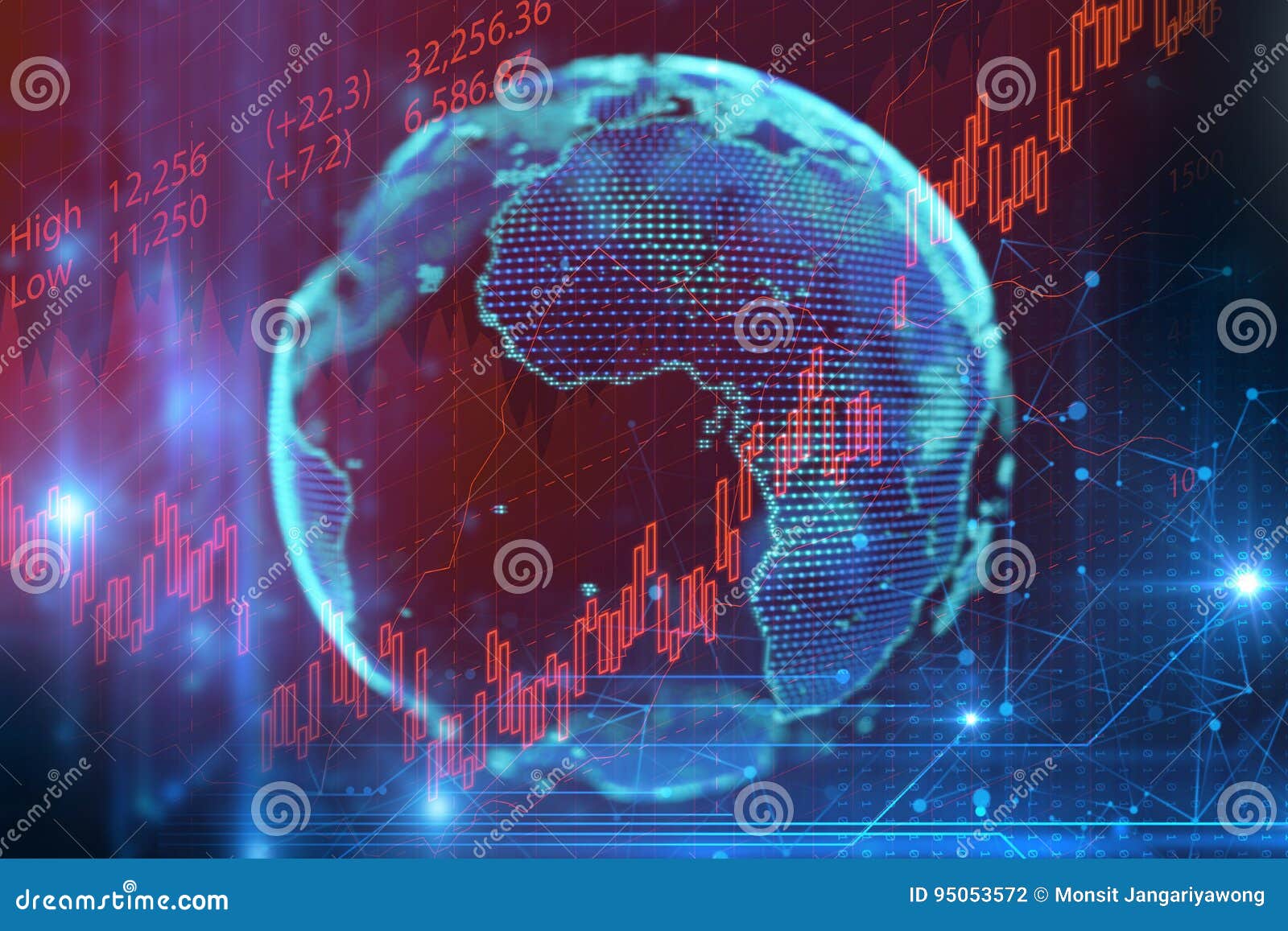 Technical Financial Graph on Technology Abstract Background Stock ...