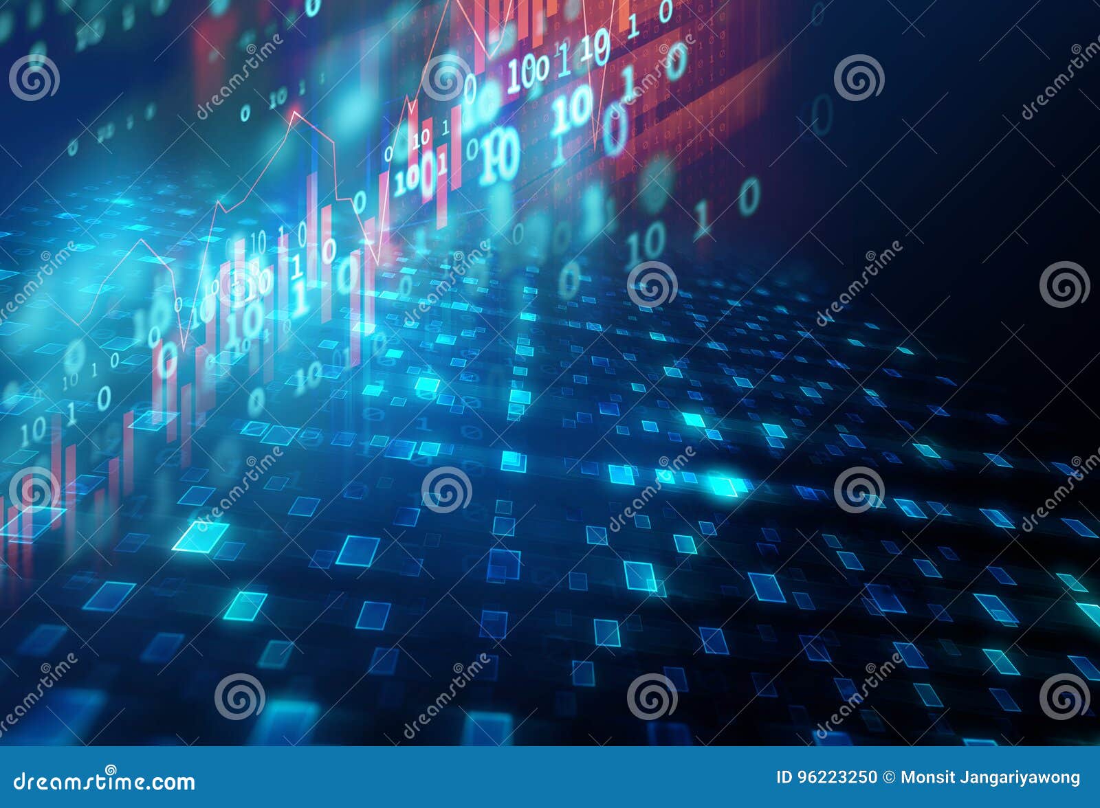 Technical Financial Graph on Technology Abstract Background Stock ...