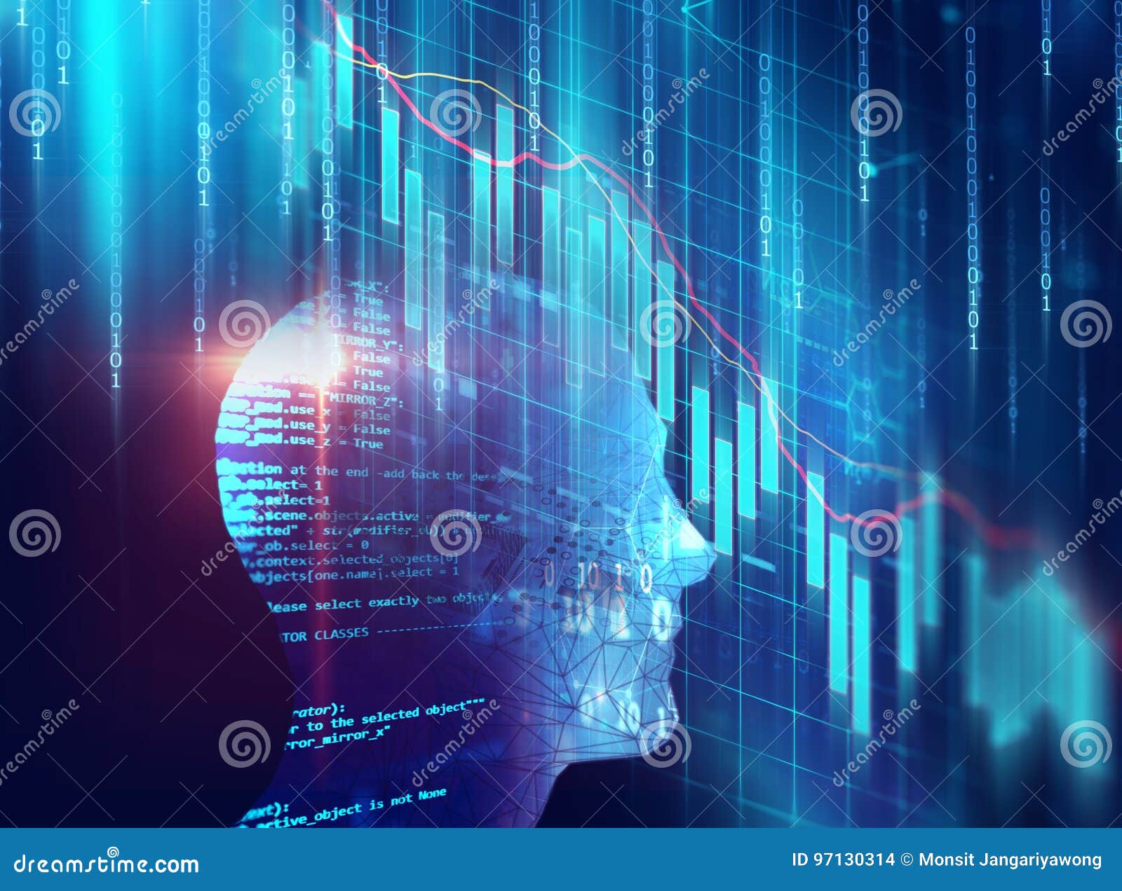 Technical Financial Graph on Technology Abstract Background Stock ...