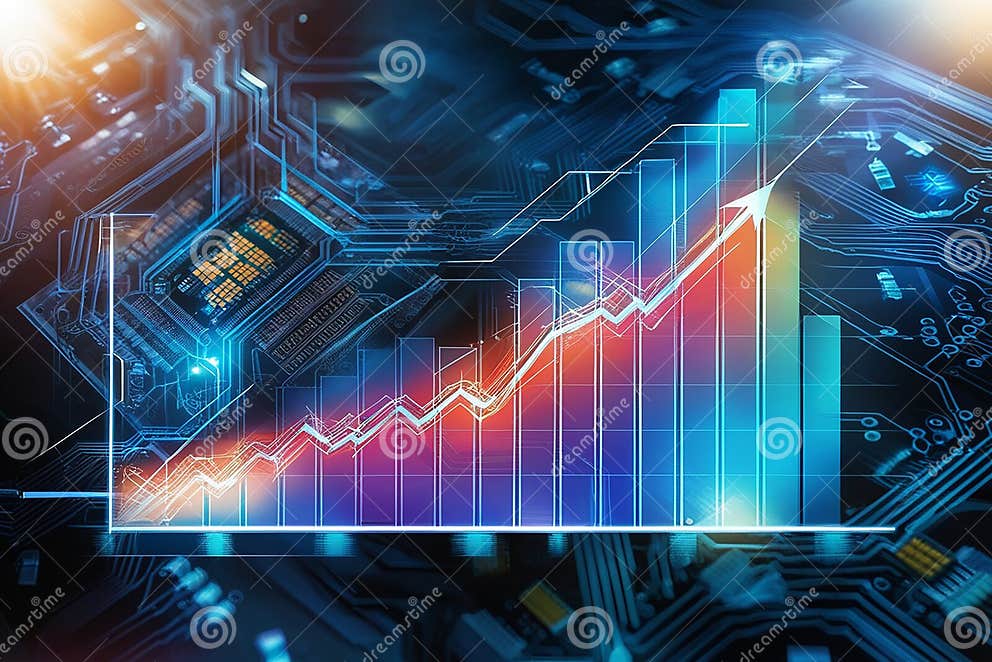 Technical Financial Graph on Technology Stock Illustration ...