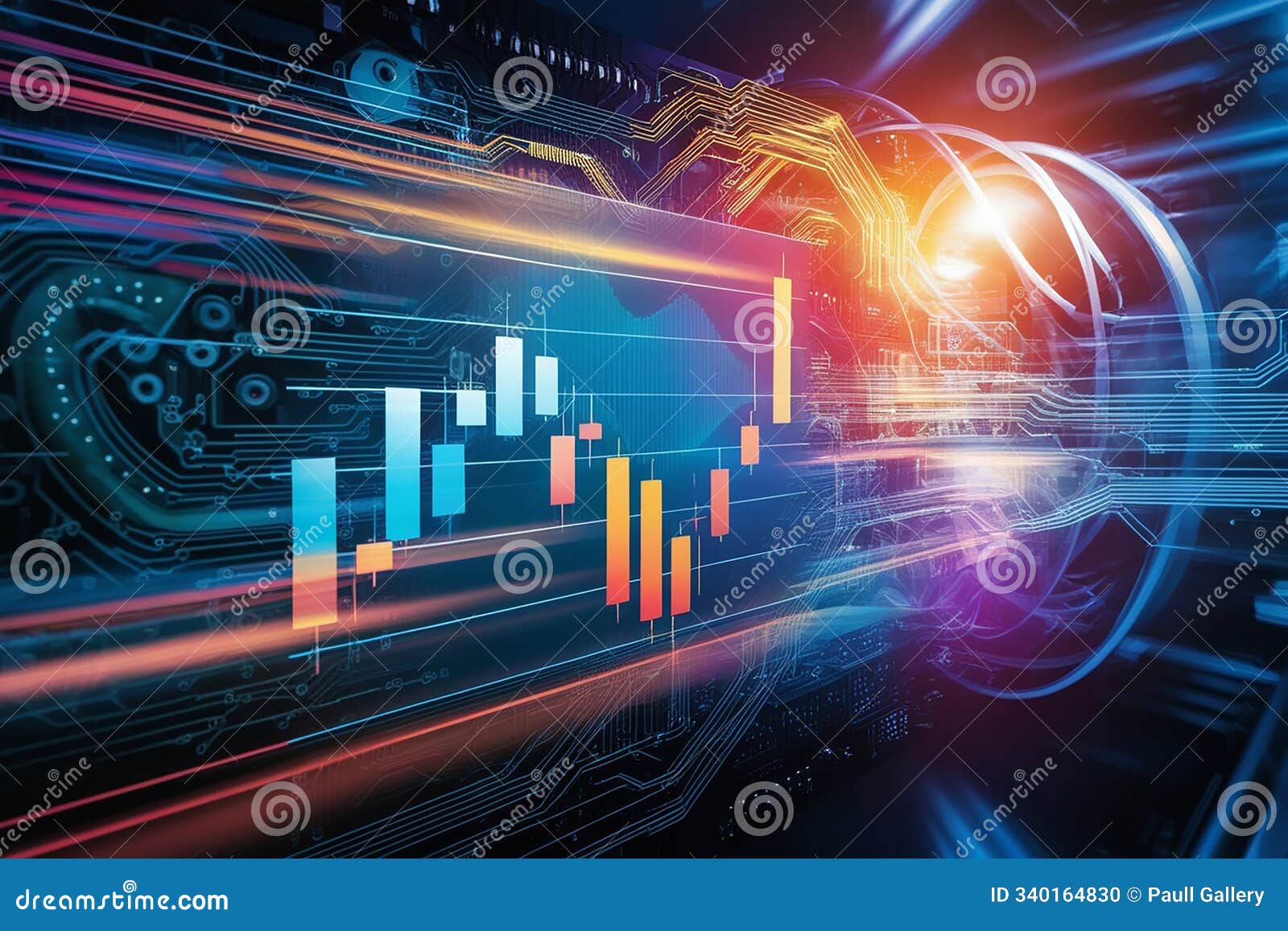 Technical Financial Graph on Technology Stock Illustration ...