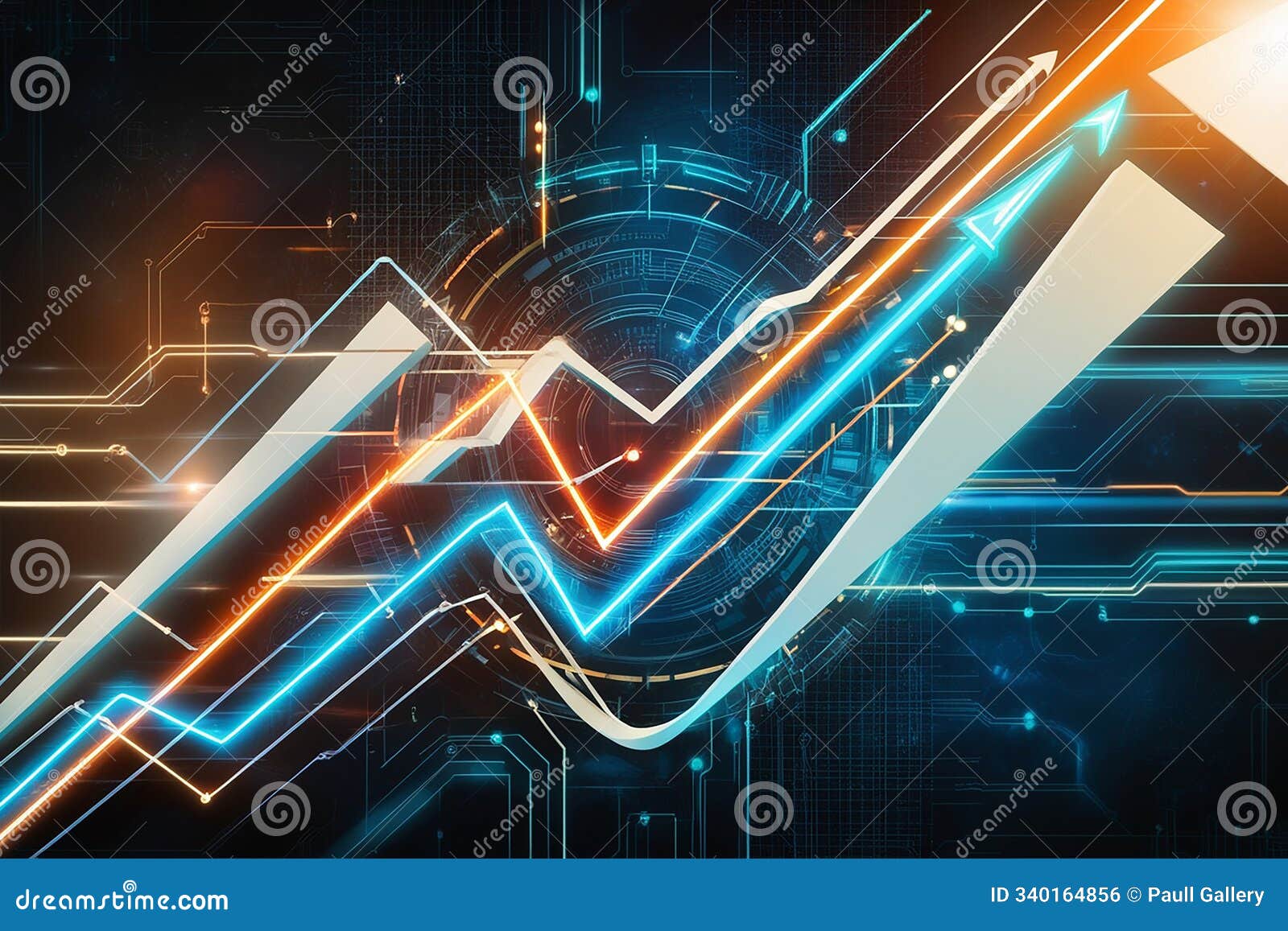 Technical Financial Graph on Technology Stock Illustration ...