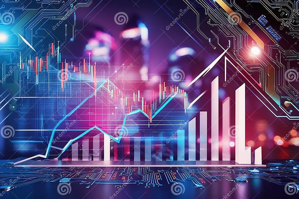 Technical Financial Graph on Technology Stock Illustration ...