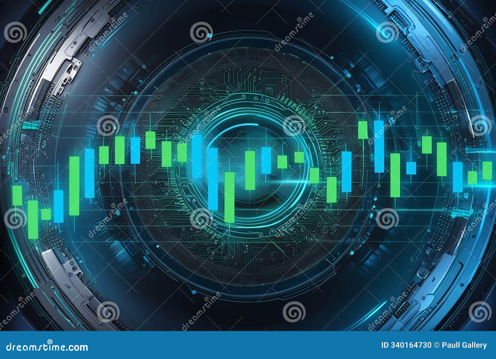 Technical Financial Graph on Technology Stock Illustration ...