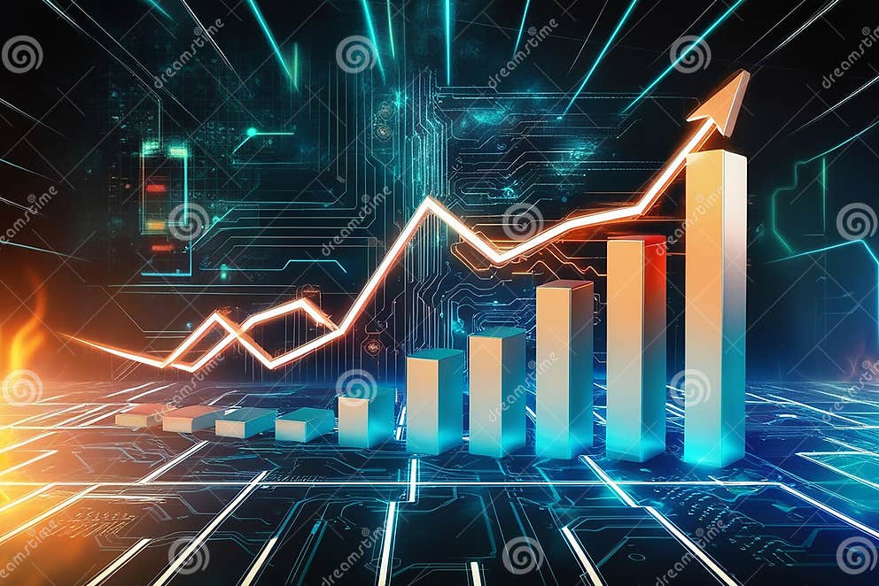 Technical Financial Graph on Technology Stock Illustration ...