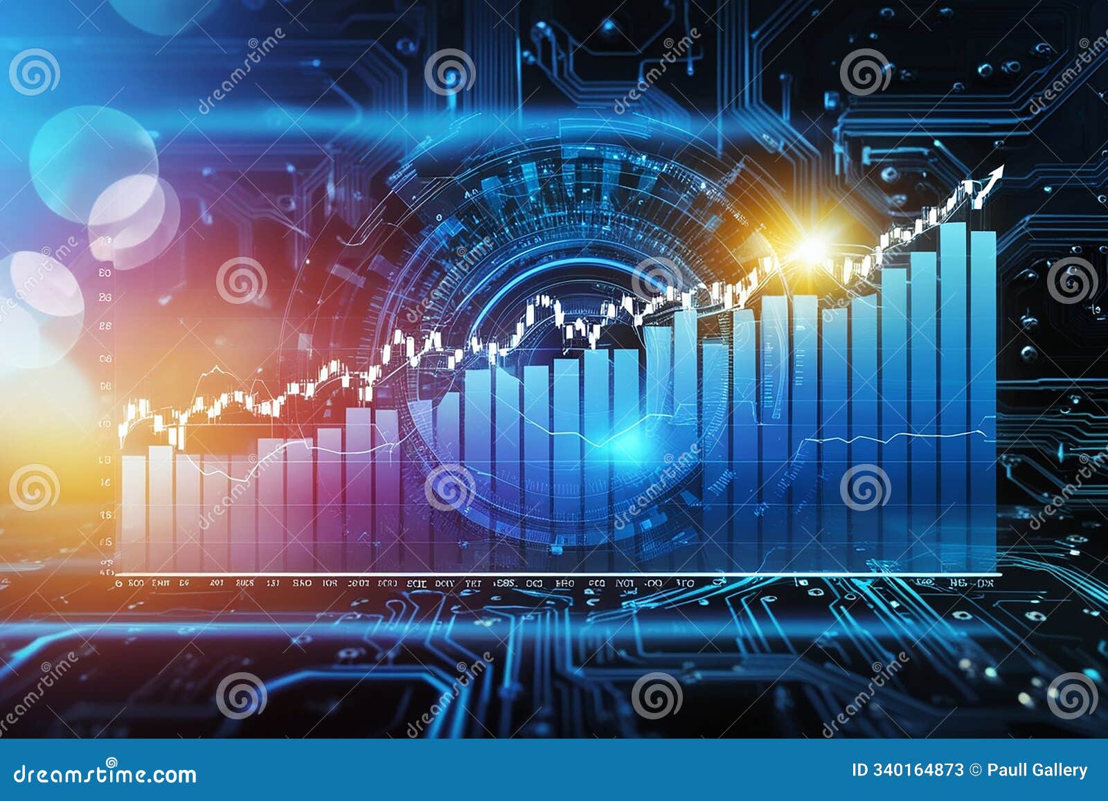 Technical Financial Graph on Technology Stock Illustration ...
