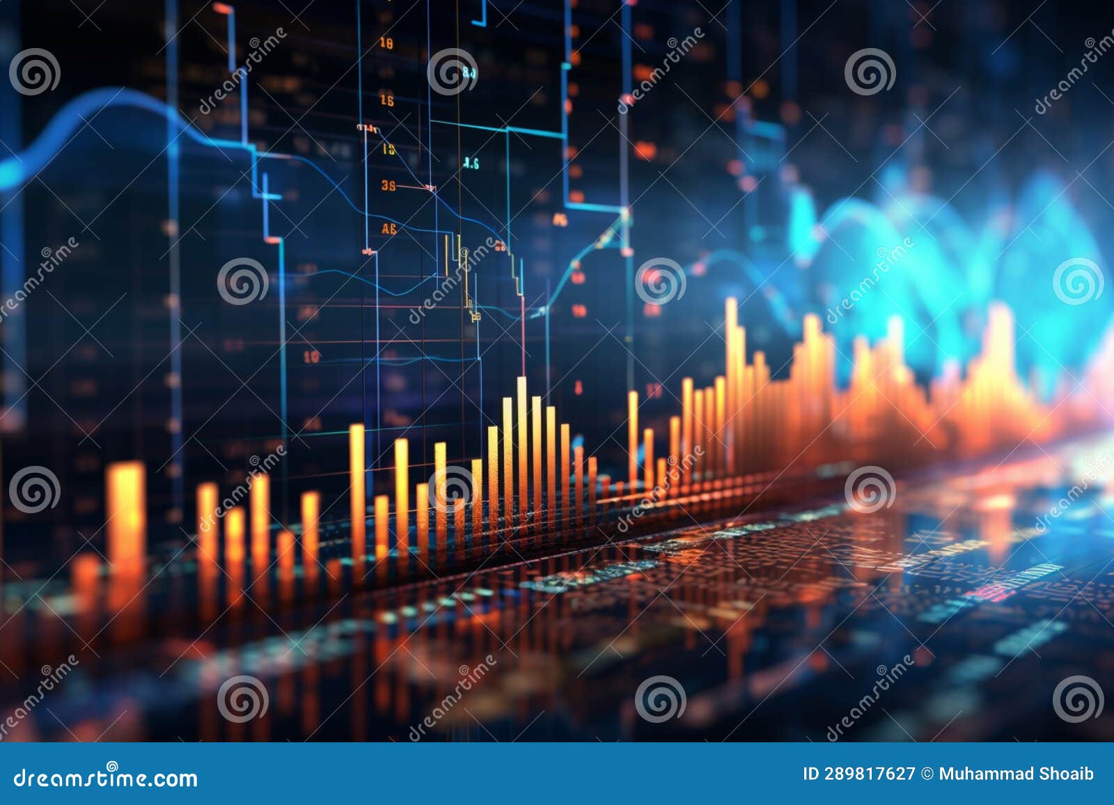 Technical Financial Graphs Form an Abstract Background, Emphasizing ...