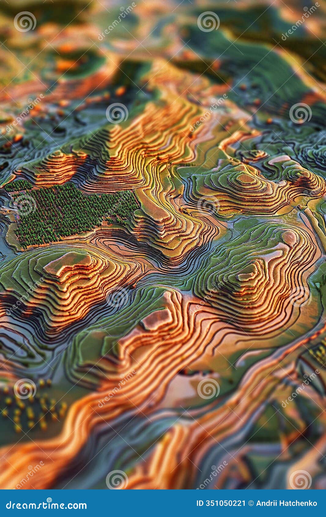 Technical GIS Aerial Map of a Farming Region Featuring 3D Elevation ...