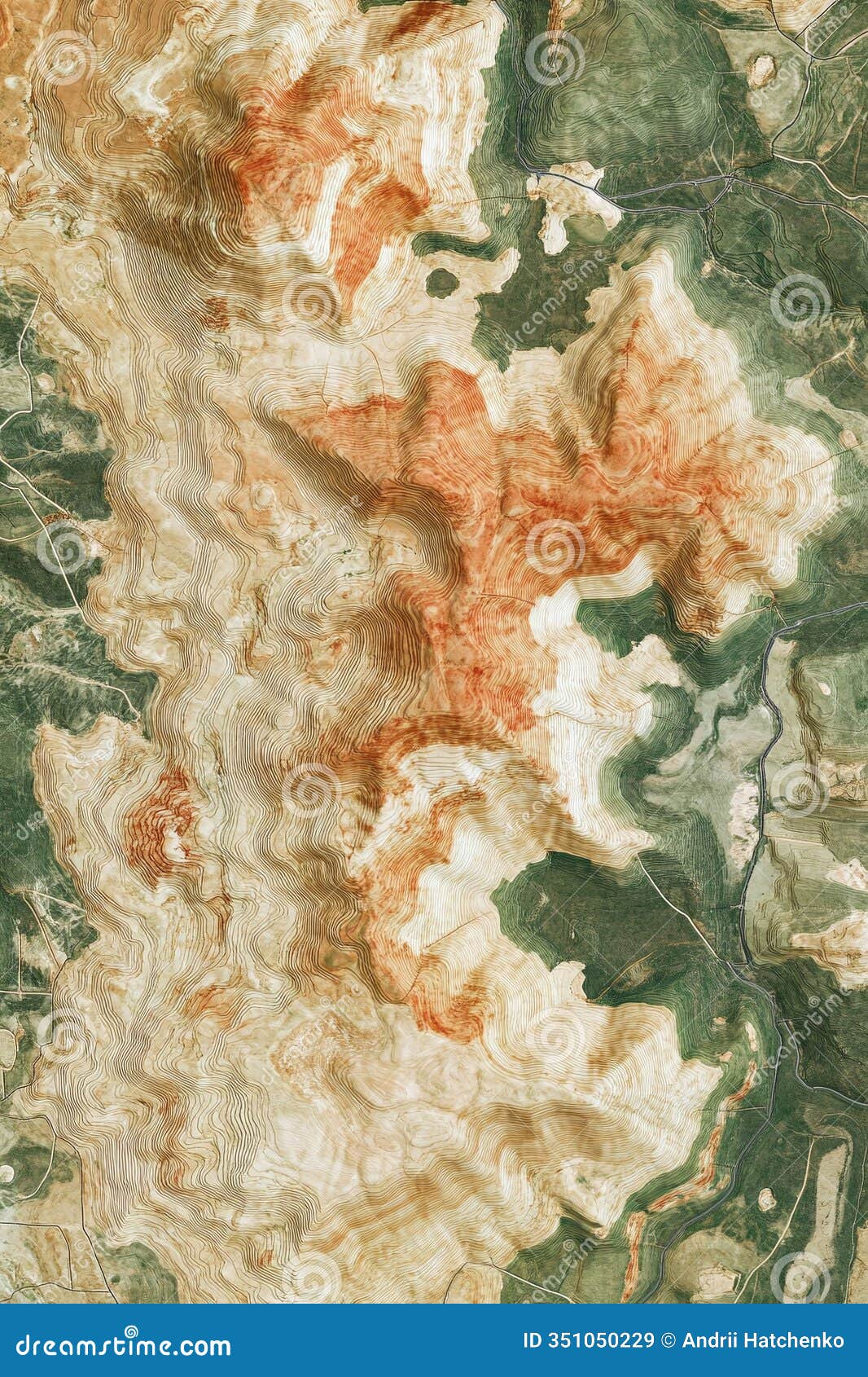 Technical GIS Aerial Map of a Farming Region Featuring 3D Elevation ...