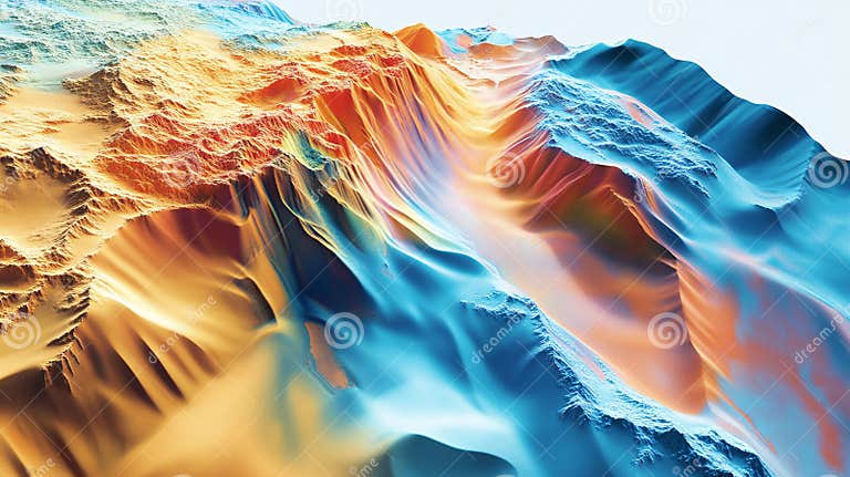 Technical GIS Map of a Rugged Desert Terrain with LiDAR Data Rendering ...