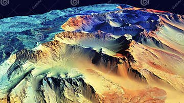 Technical GIS Map of a Rugged Desert Terrain with LiDAR Data Rendering ...