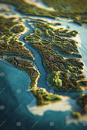 Technical GIS Map of a Savannah Region Rendered from LiDAR Data with ...