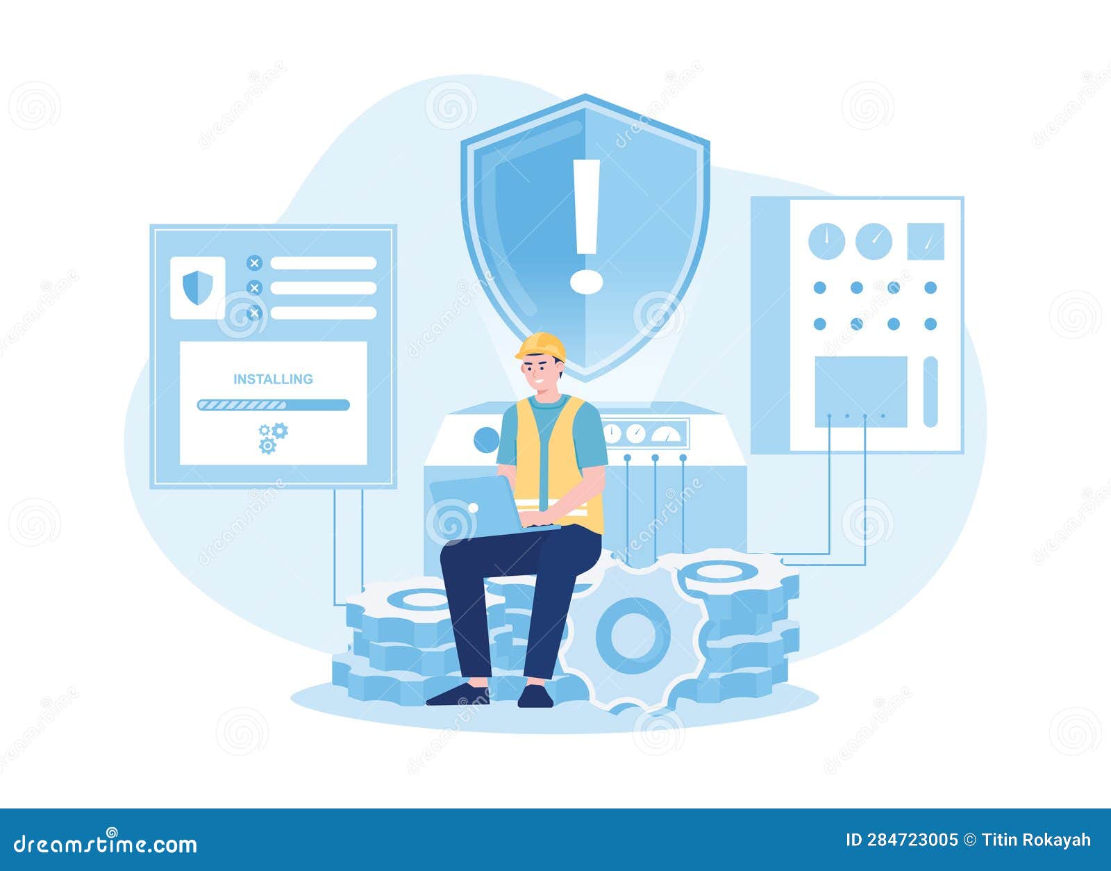 A Technical Guy Working on Repairing a Machine Hardware and Software ...