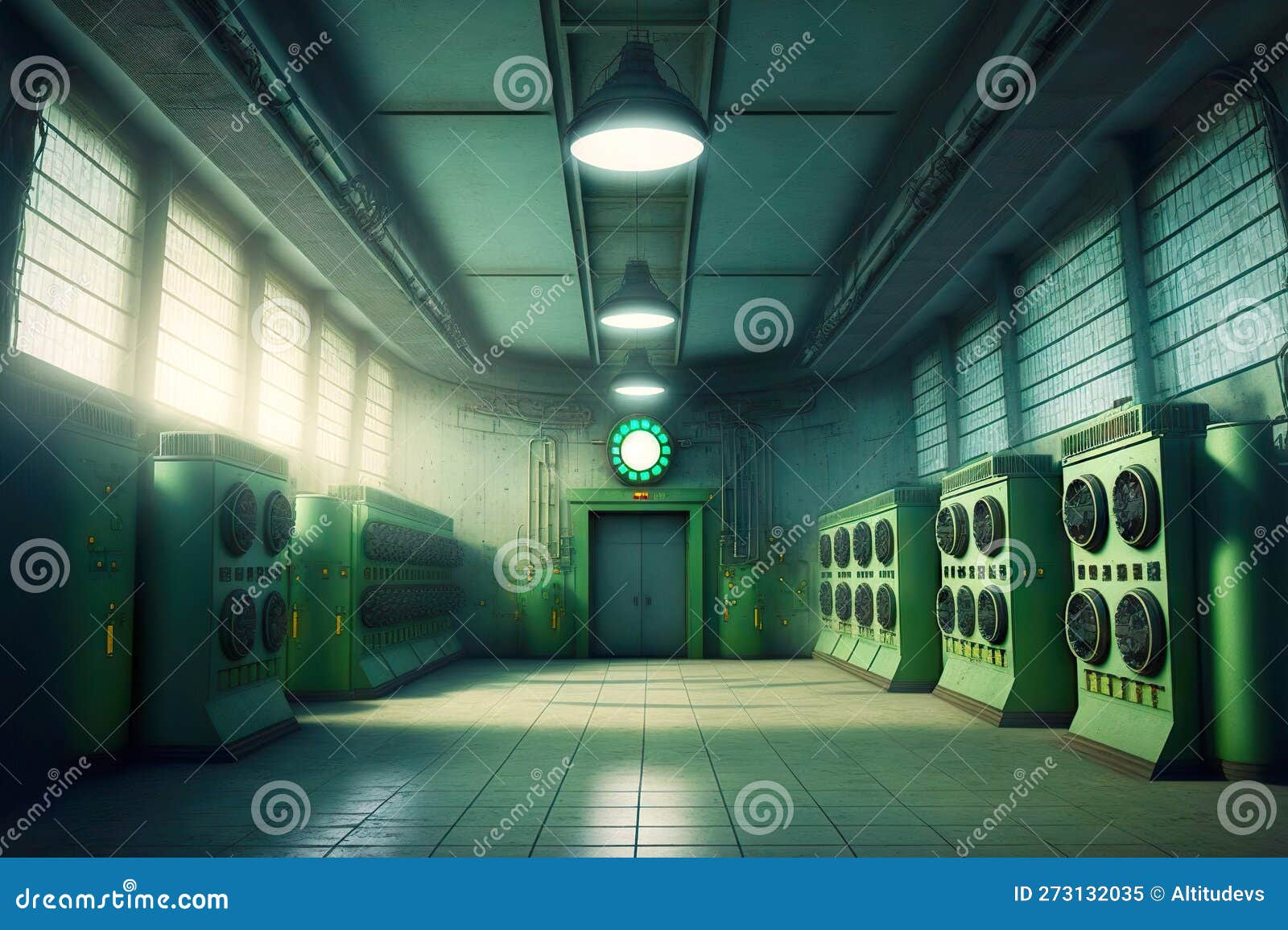 Technical Hall of Nuclear Power Plant with Nuclear Reactor Control ...