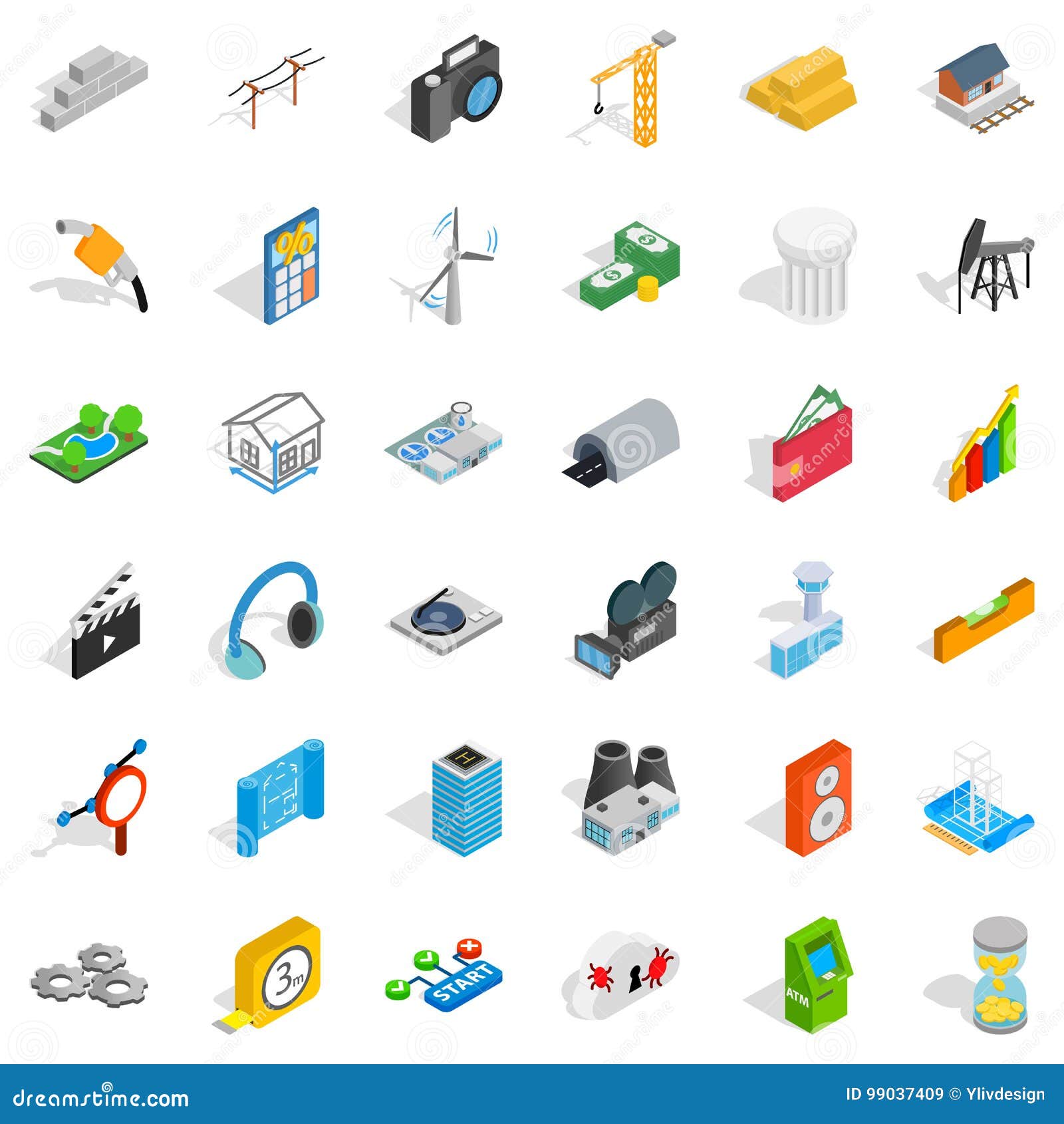 Technical Icons Set, Isometric Style Stock Vector - Illustration of ...