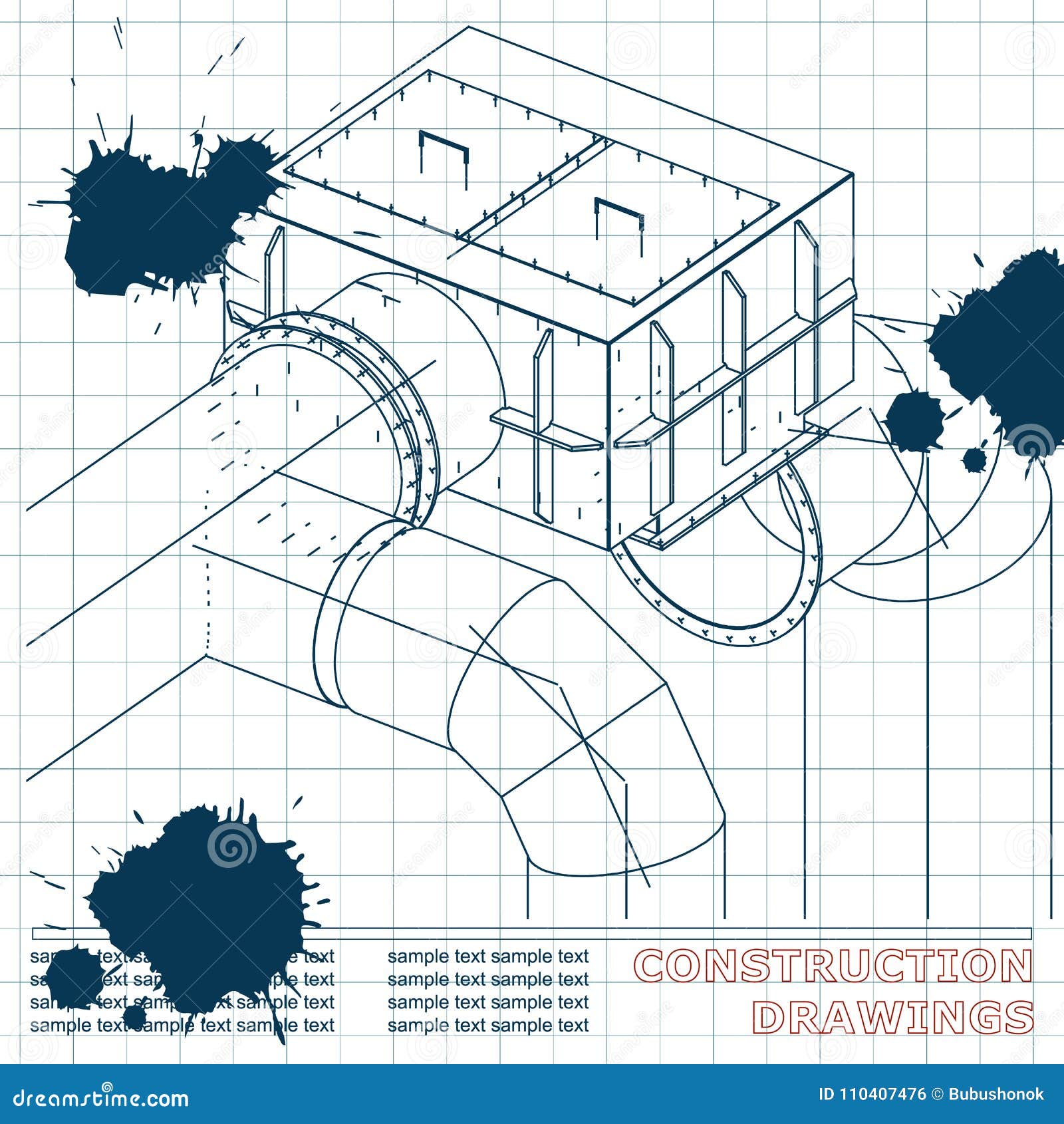 Technical Illustration. Draft. Ink. Blots Stock Vector - Illustration ...