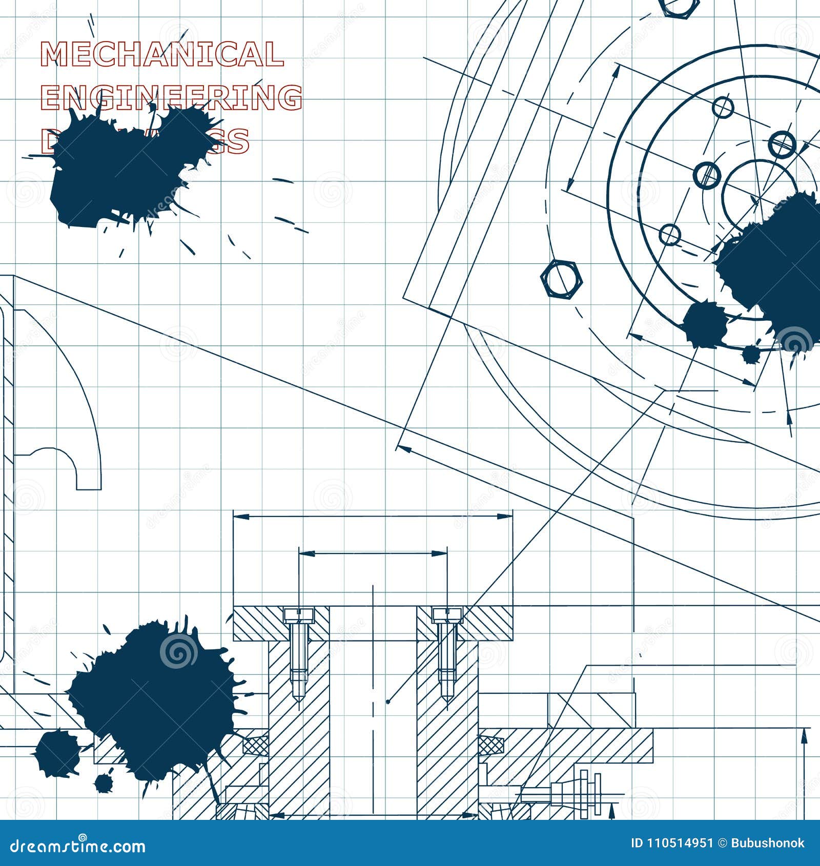 Technical Illustration. Draft. Ink. Blots Stock Vector - Illustration ...