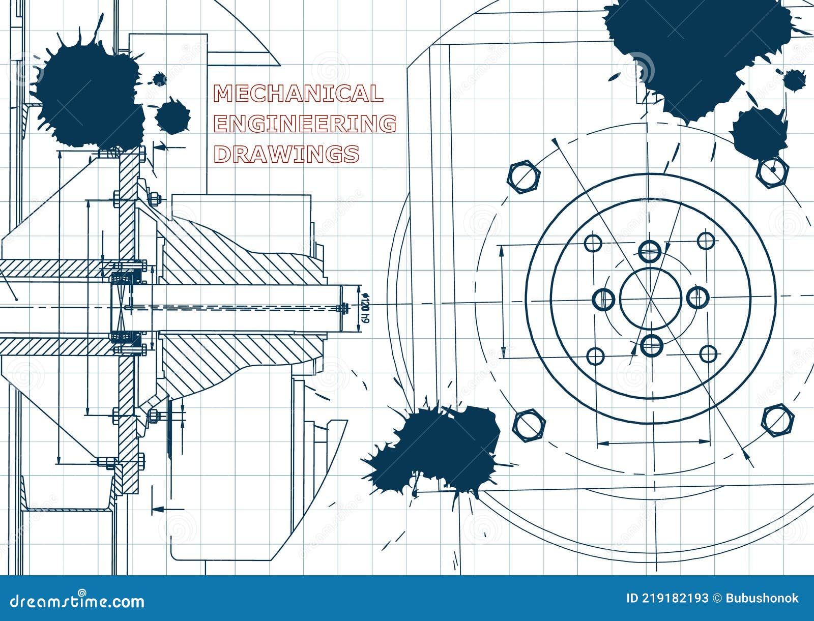 Blueprints. Engineering Backgrounds. Draft. Ink. Blots Stock Vector ...