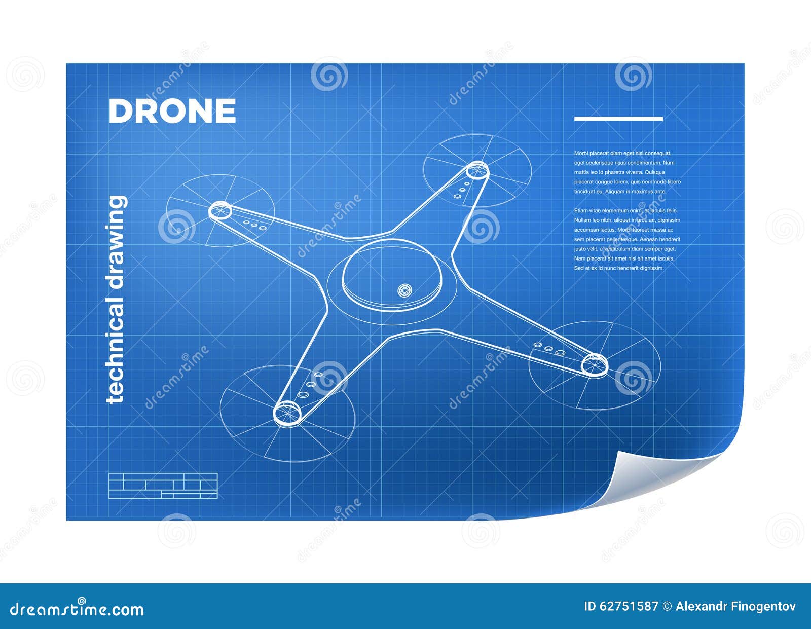Technical Illustration with Vector Isometric Line Quadcopter Drone ...