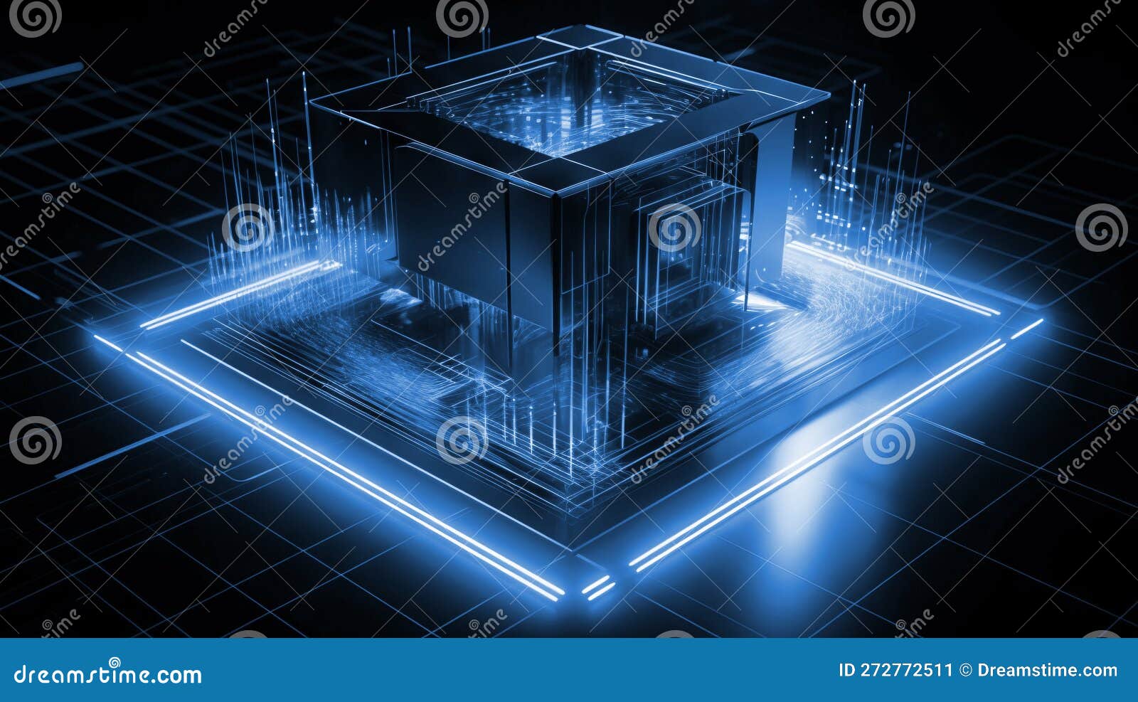 CPUs (central Processing Units) In A Row. 3D Illustration Royalty-Free ...