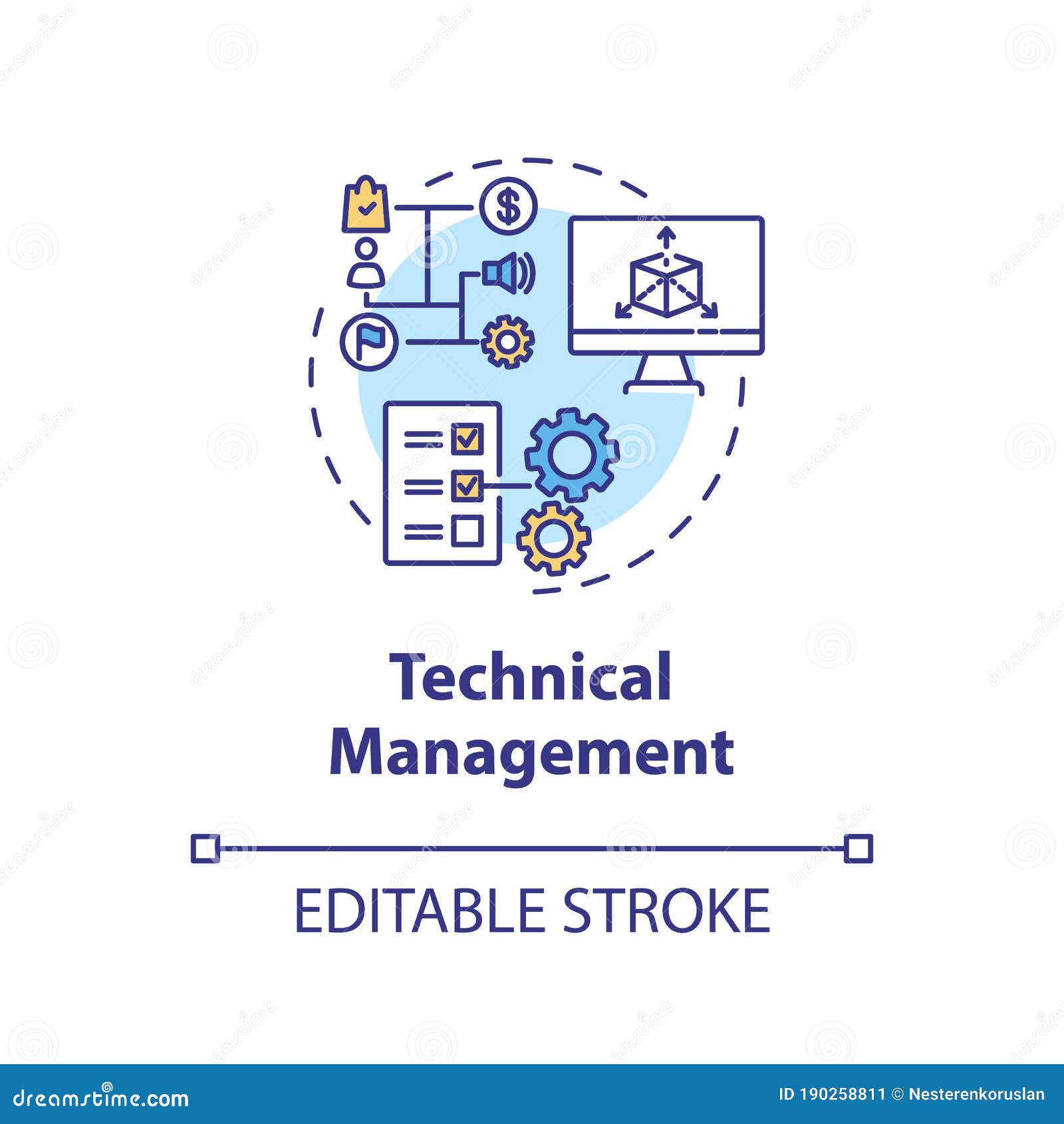 Technical Management Concept Icon Stock Vector - Illustration of ...