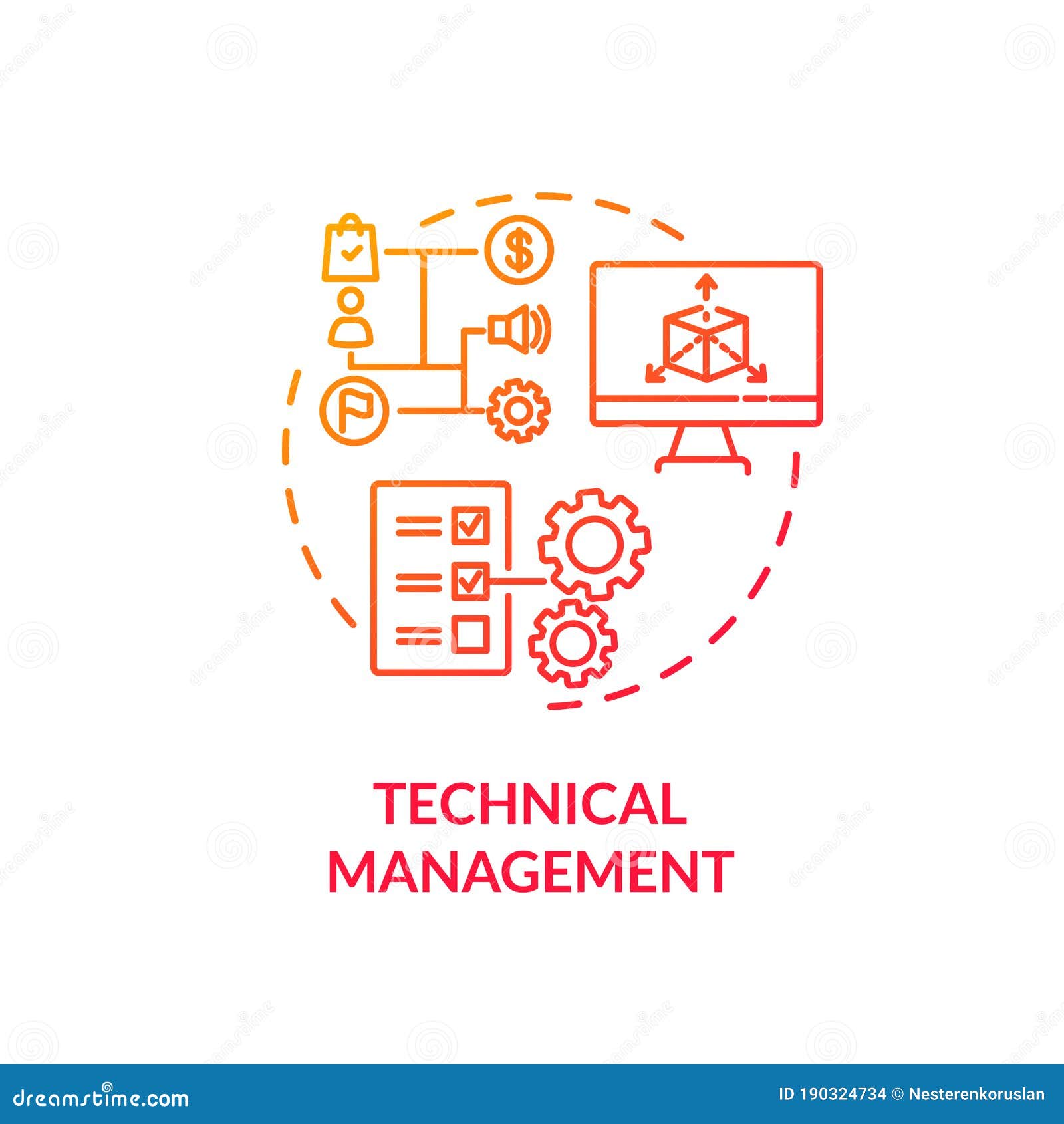 Technical Management Red Gradient Concept Icon Stock Vector ...