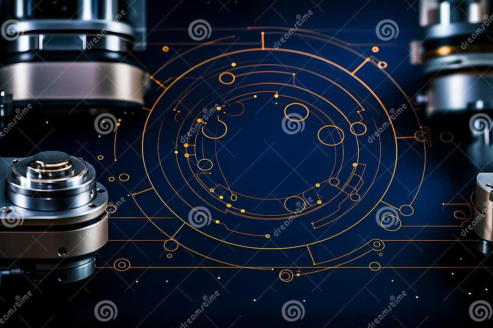 Technical Milling Machine Blueprint Background Generative Ai Stock ...