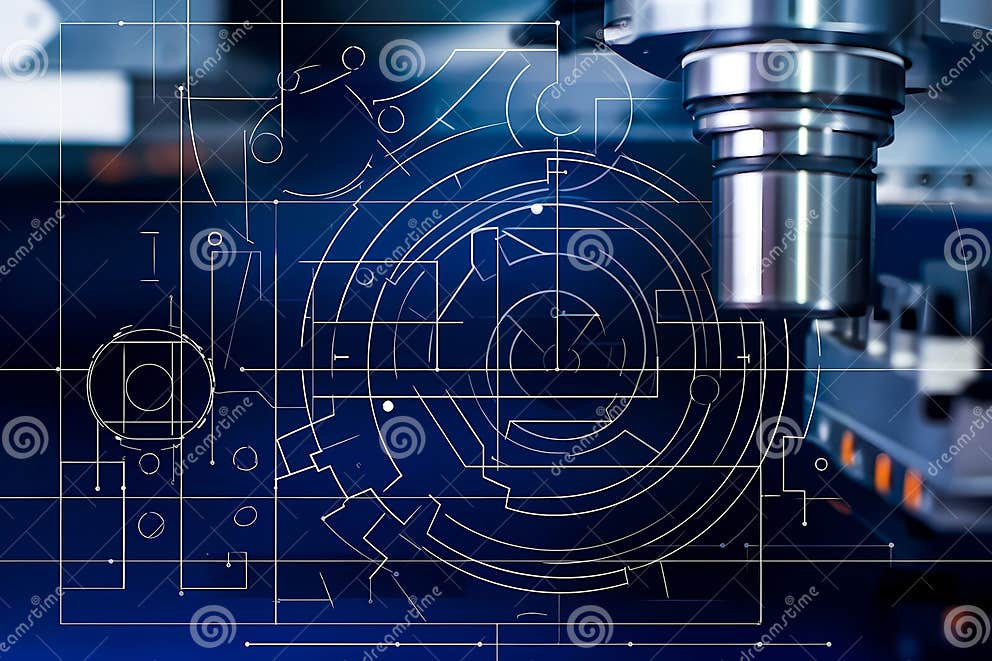 Technical Milling Machine Blueprint Background Generative Ai Stock ...