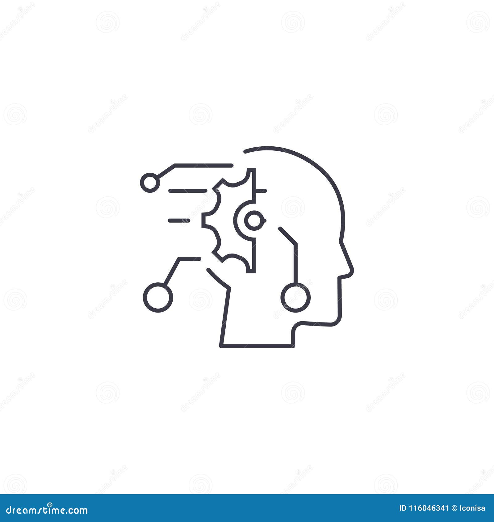 Technical Mind Vector Line Icon, Sign, Illustration on Background ...