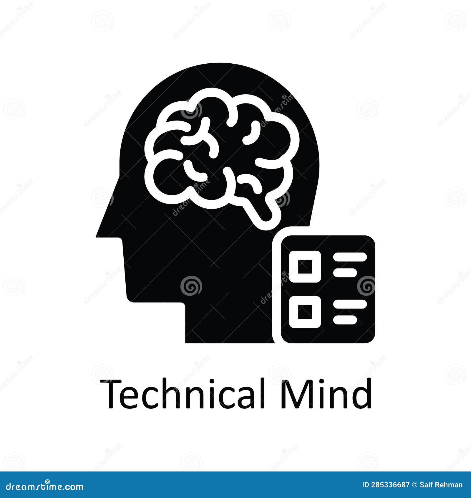 Technical Mind Vector Solid Icon Design Illustration. Human Mentality ...