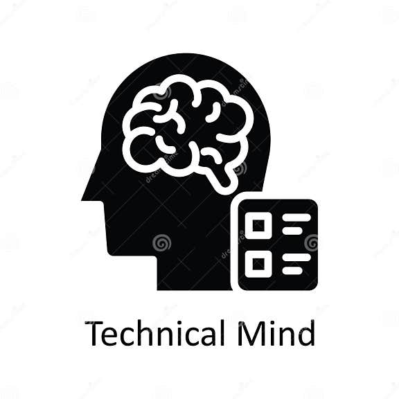 Technical Mind Vector Solid Icon Design Illustration. Human Mentality Symbol on White Background ...