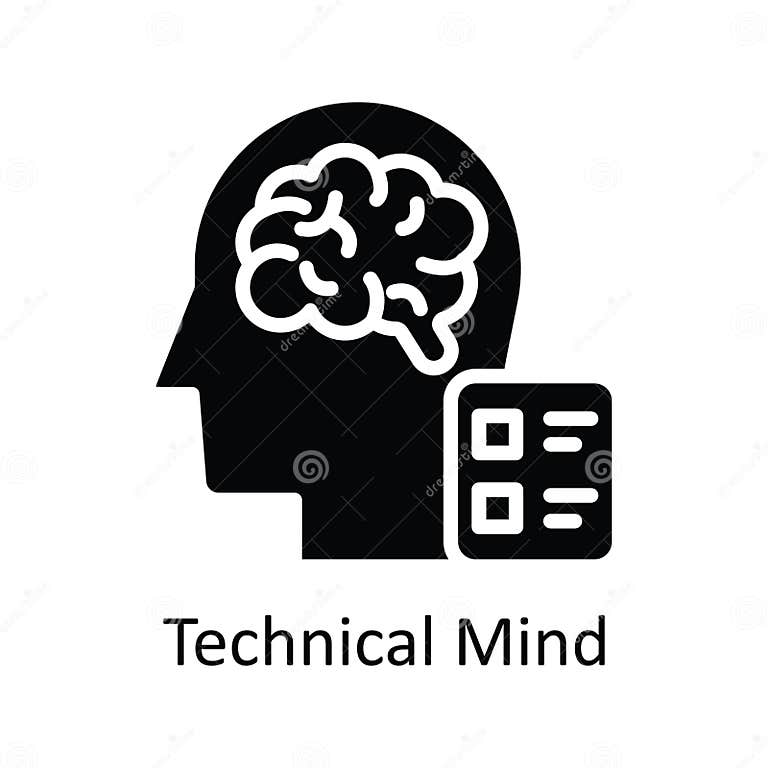 Technical Mind Vector Solid Icon Design Illustration. Human Mentality ...