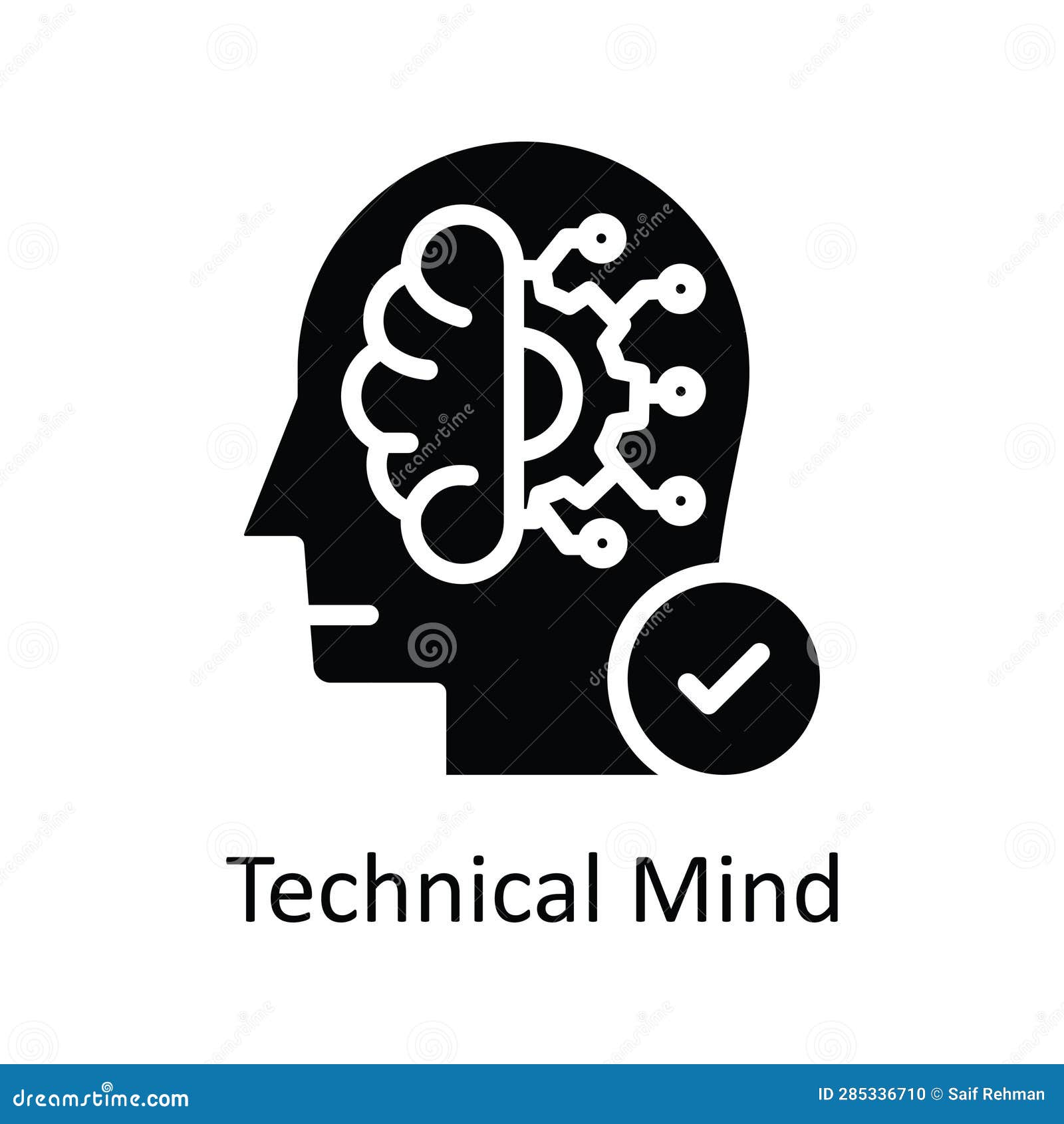 Technical Mind Vector Solid Icon Design Illustration. Human Mentality ...