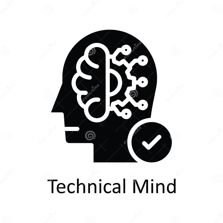 Technical Mind Vector Solid Icon Design Illustration. Human Mentality ...