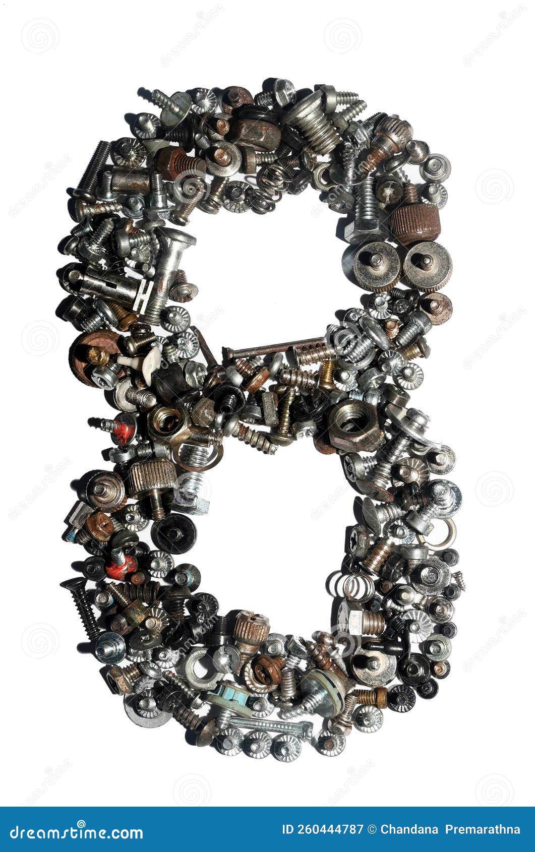 Technical Number 8 Made of Metal Nuts Stock Image - Image of hand ...