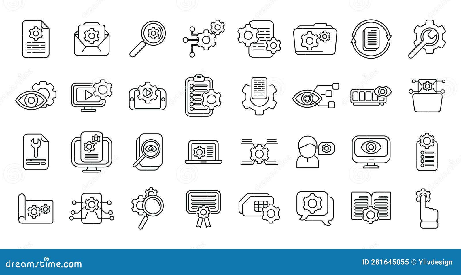Technical Overview Icons Set Outline Vector. Phone Specification Stock ...