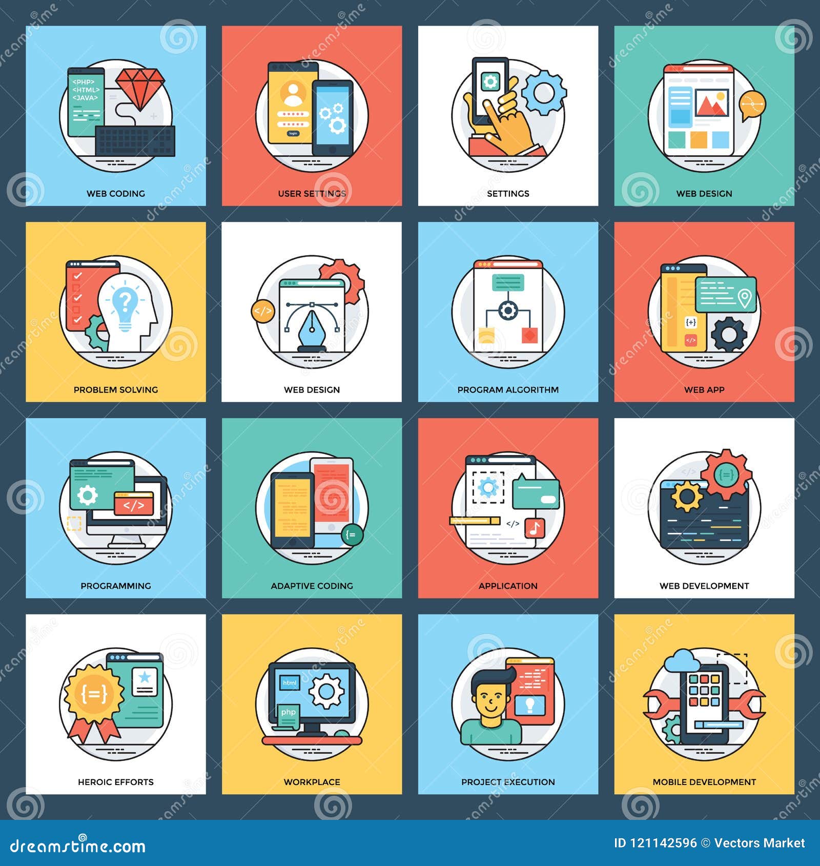 Technical Pack of Web Development Stock Illustration - Illustration of ...