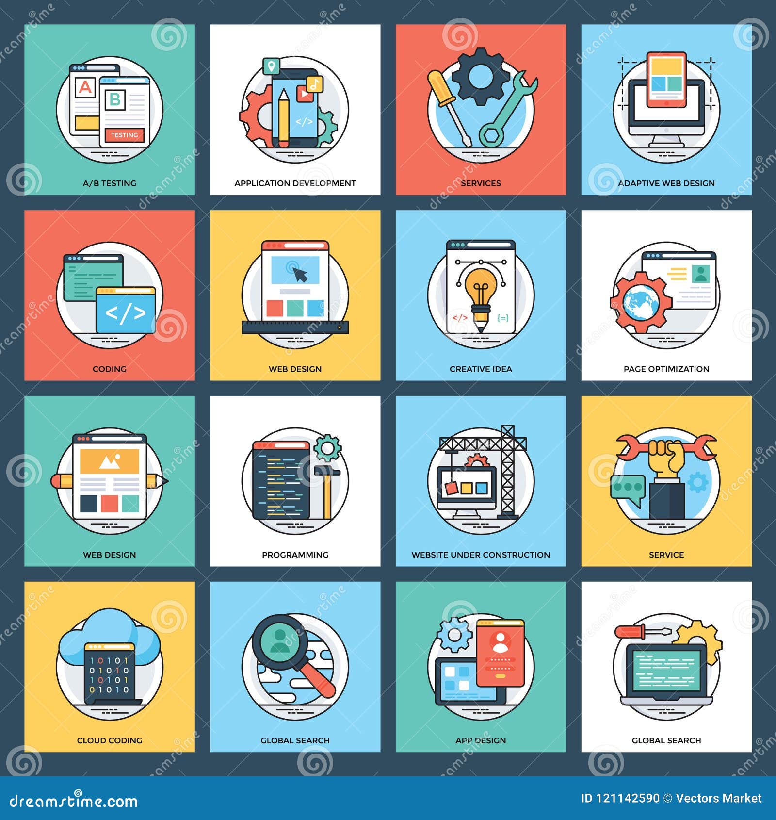 Web Services Flat Icons stock illustration. Illustration of page ...