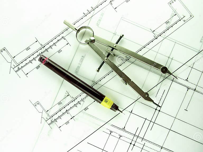 Technical Pen & Compass Stock Image - Image of radius, drafting: 1252825