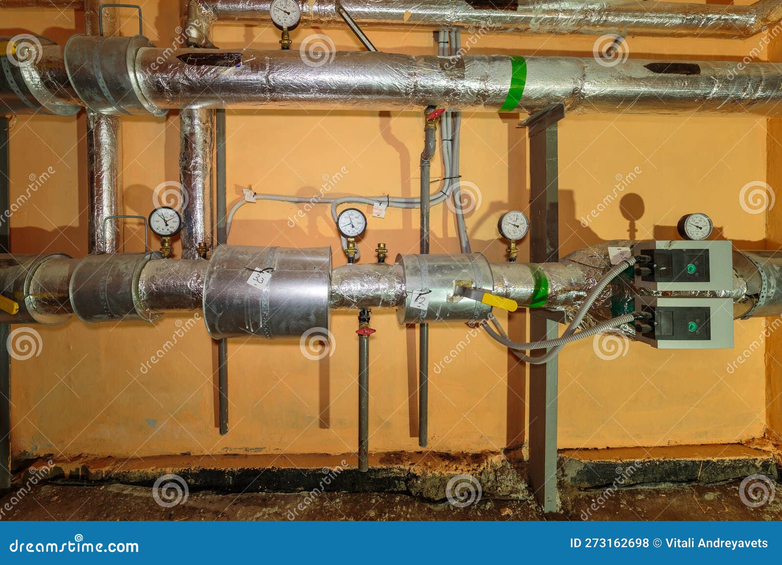 Technical Pipes for Sewerage in the Basement of a Building with ...