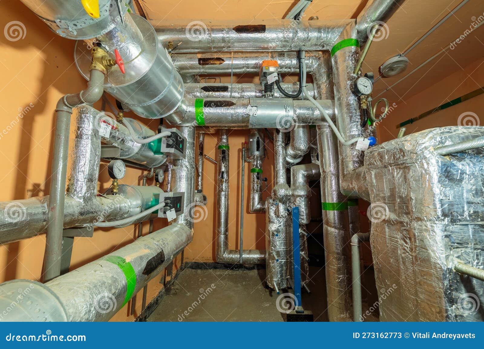 Technical Pipes for Sewerage in the Basement of a Building with ...