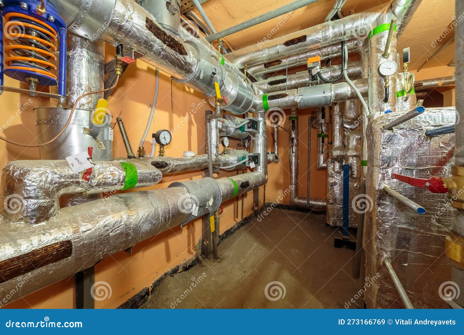 Technical Pipes for Sewerage in the Basement of a Building with ...