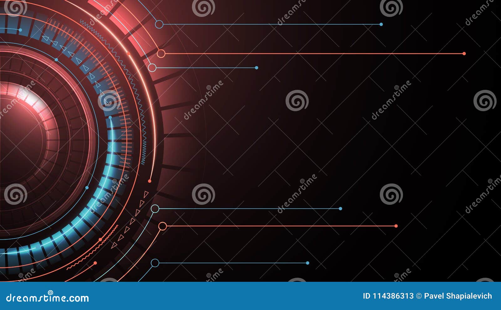 Bright Drawing of Geometric Technologies on a Red Background Stock ...