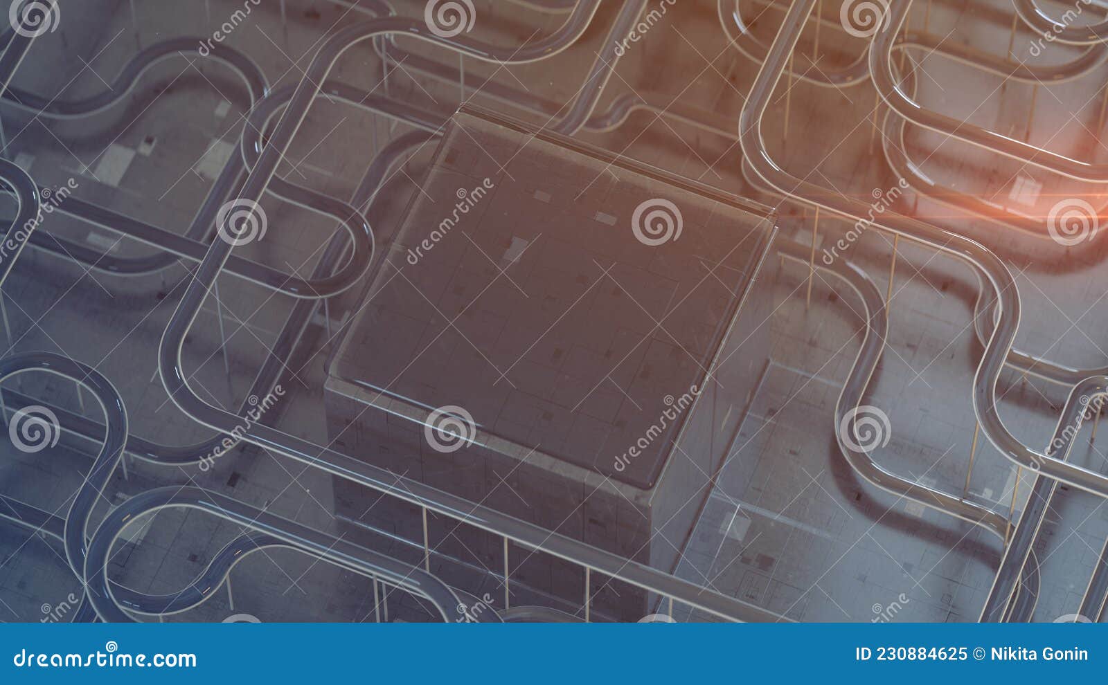 Technical Plate with Specular Tubes 3D Render Stock Illustration ...