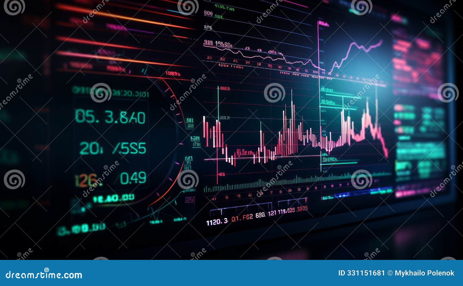Technical Price Graph and Indicator, Red and Green Candlestick Chart on ...