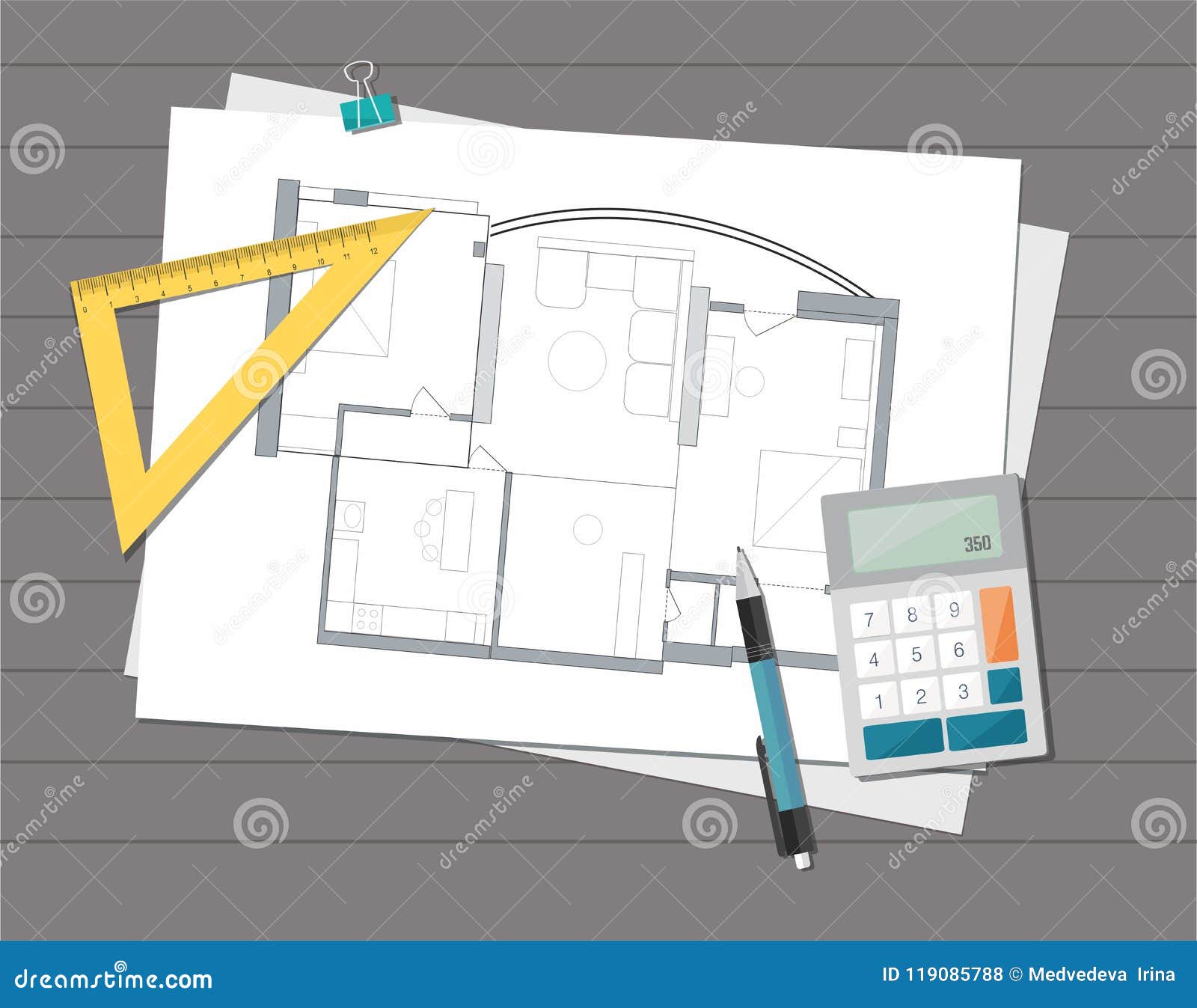 Technical Project Architect House Plan Blueprint. Construction ...